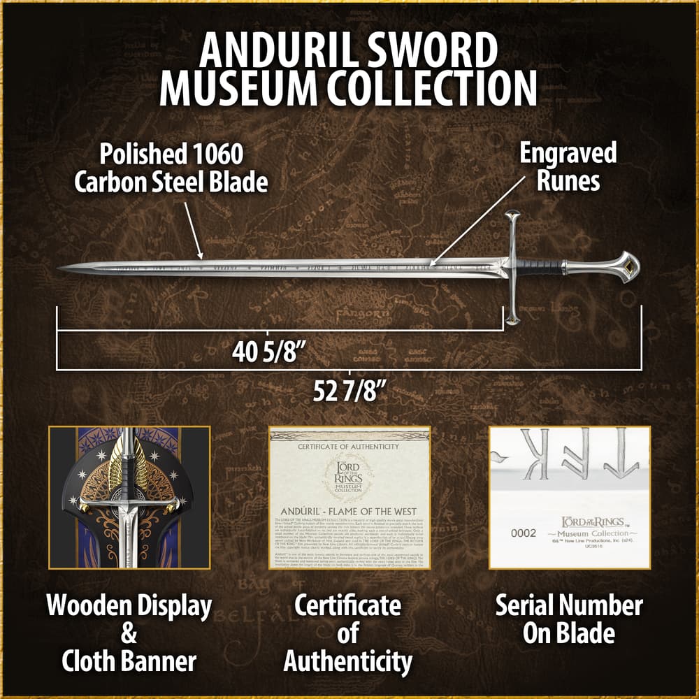 Anduril Sword Museum Collection Replica - Authentic Lord of the Rings ...