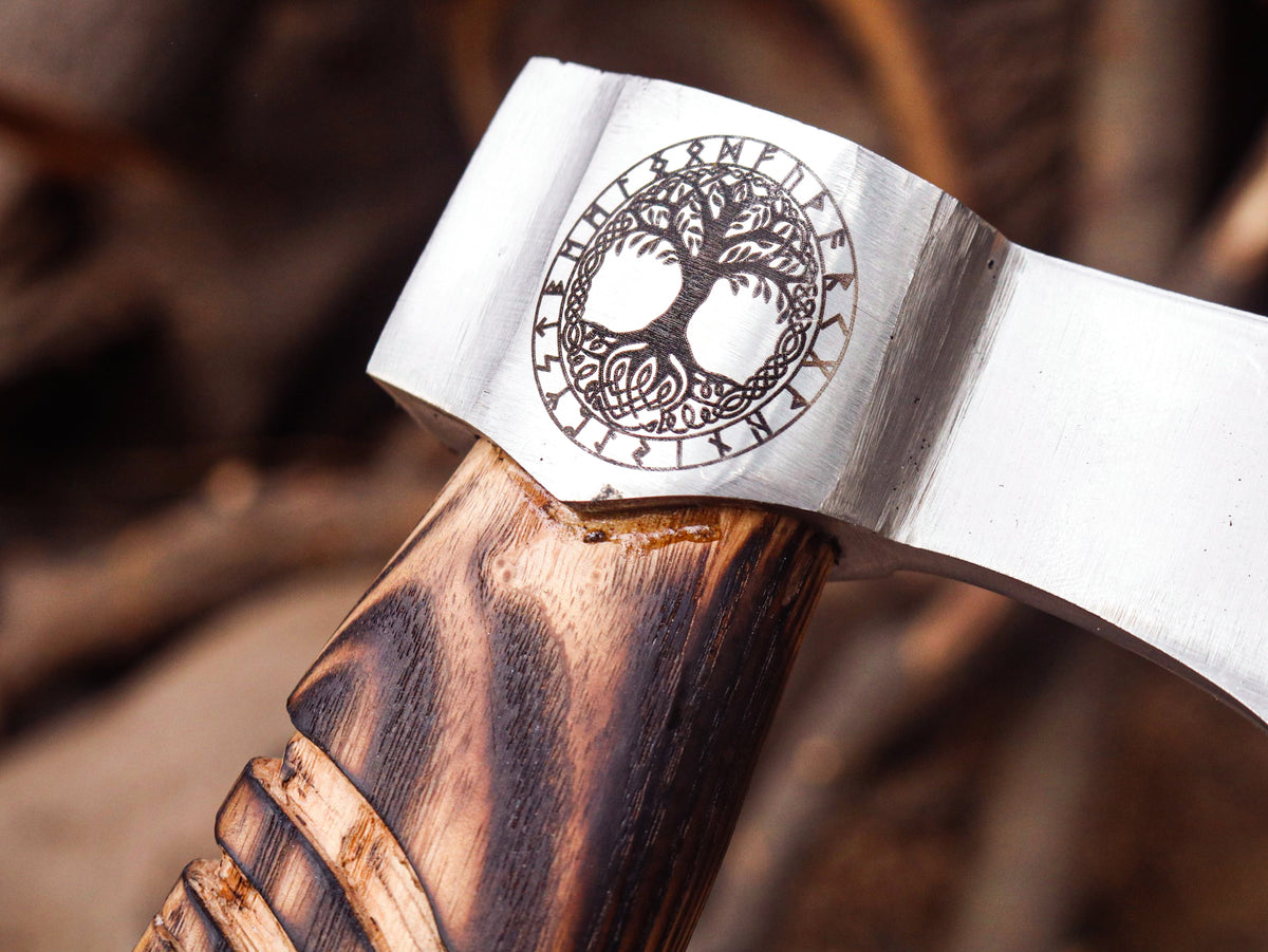 Yggdrasil Tree of Life Viking Axe in USA – Handcrafted Norse Art for J ...